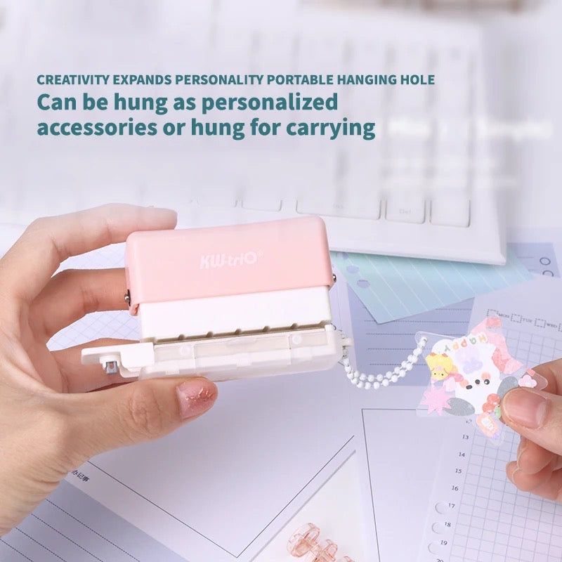 Mini 6 Hole Paper Punch Coral Ink