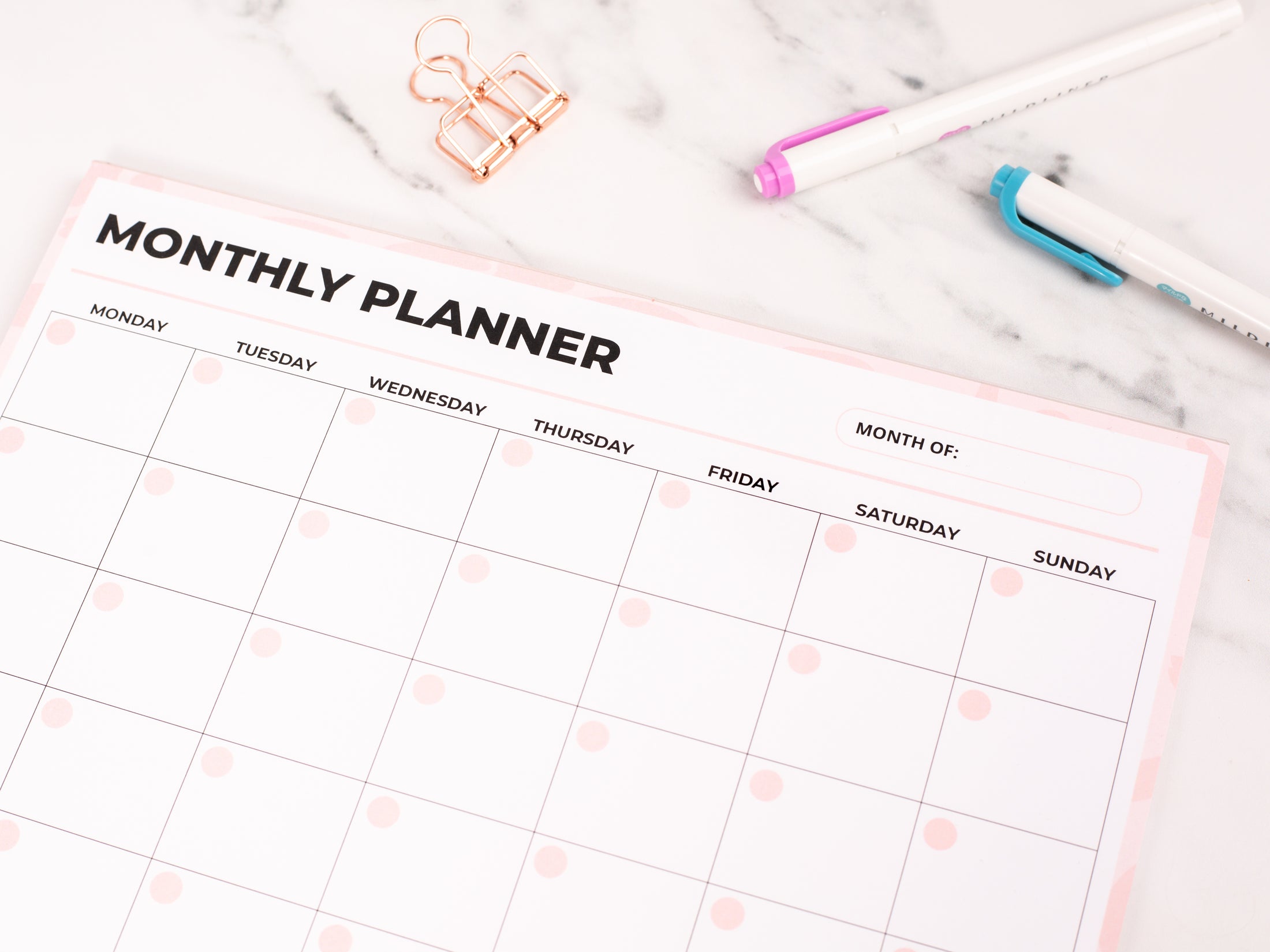 Monthly Desk Planner | Aesthetic Desk Supplies – Coral & Ink
